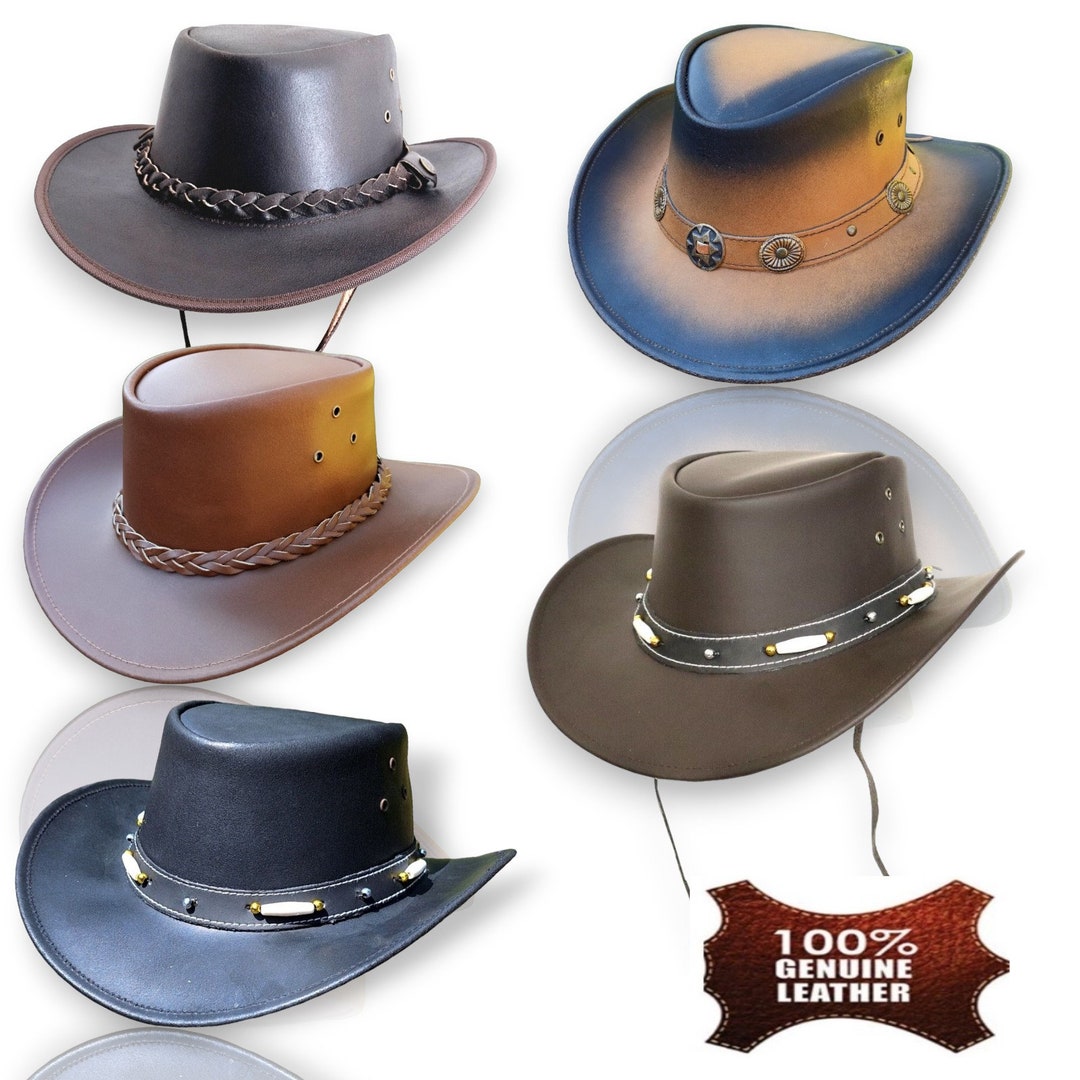 Cowboy Bush Multiple Style Hat 100% Real Leather With Australian ...