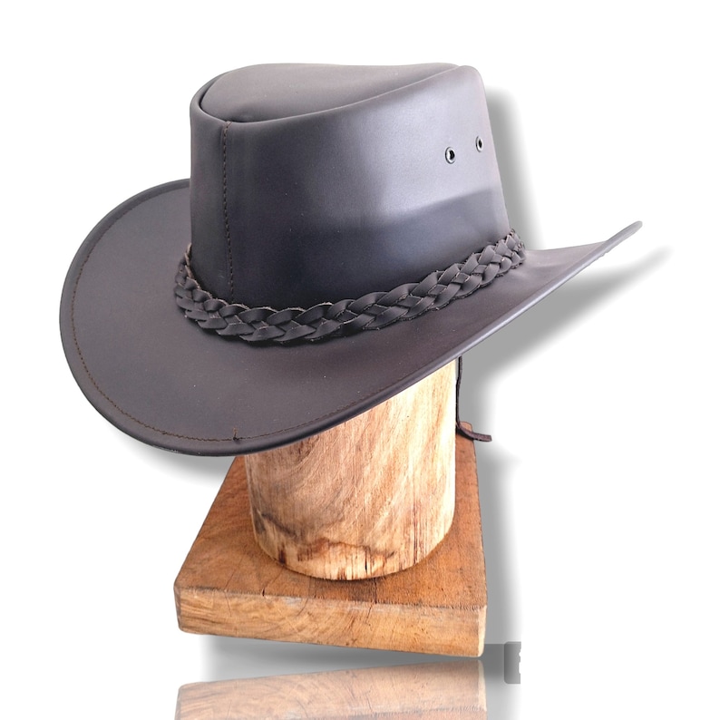 Black Brown Australian Western Cowboy Style Leather Bush Hats - Etsy