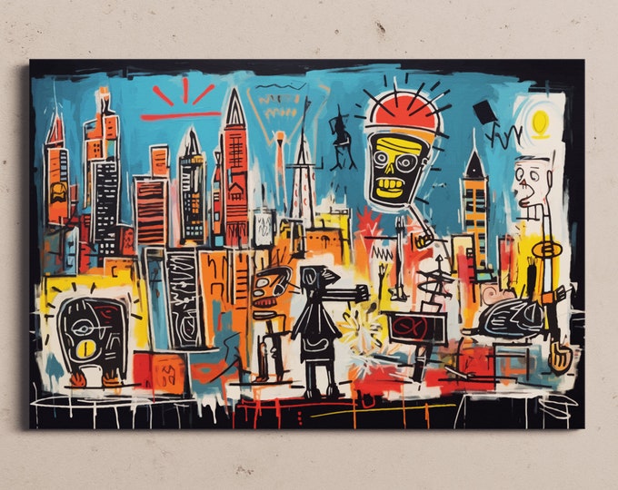 Jean Michel Basquiat Inspired Canvas urban Symphony, Neo-expressionism ...