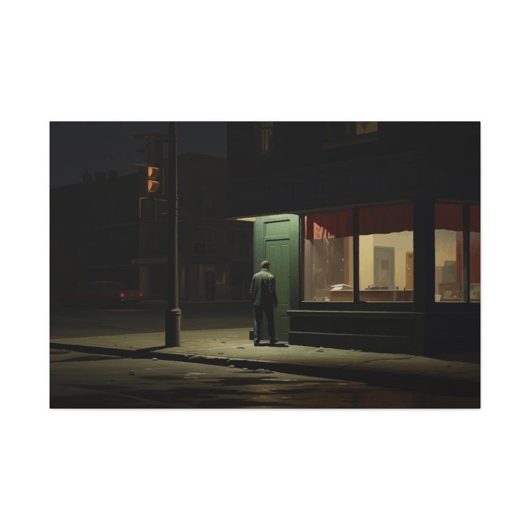 Hopper Nighthawks Inspired Canvas Edward Hopper Style Morning Light Art ...