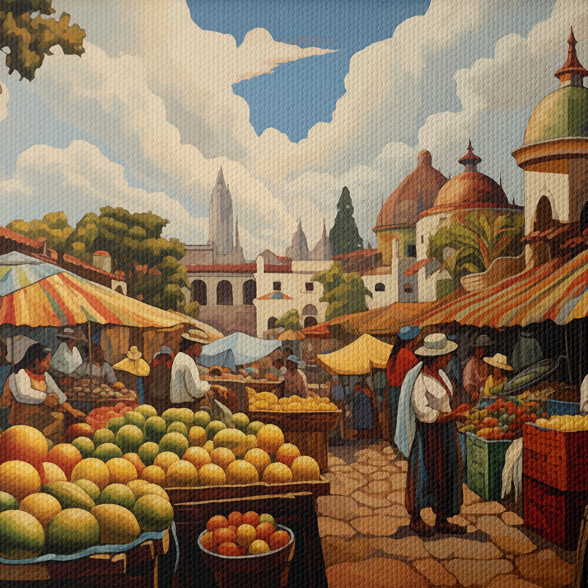 Diego Rivera Print: Vibrant Mexican Market Scene Canvas Art ...