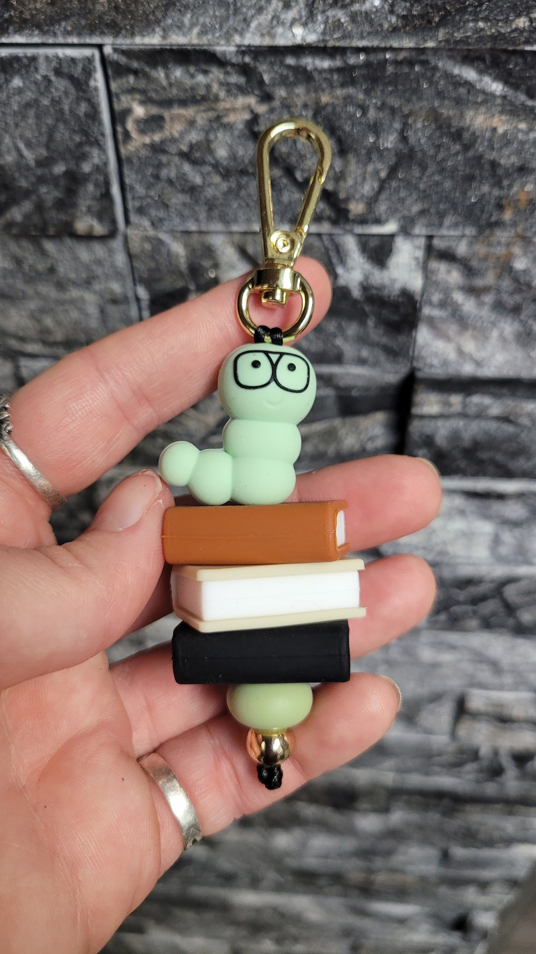 Bookworm Keychain | Book Keychain | Bookish Gift | Woodland Keychain ...