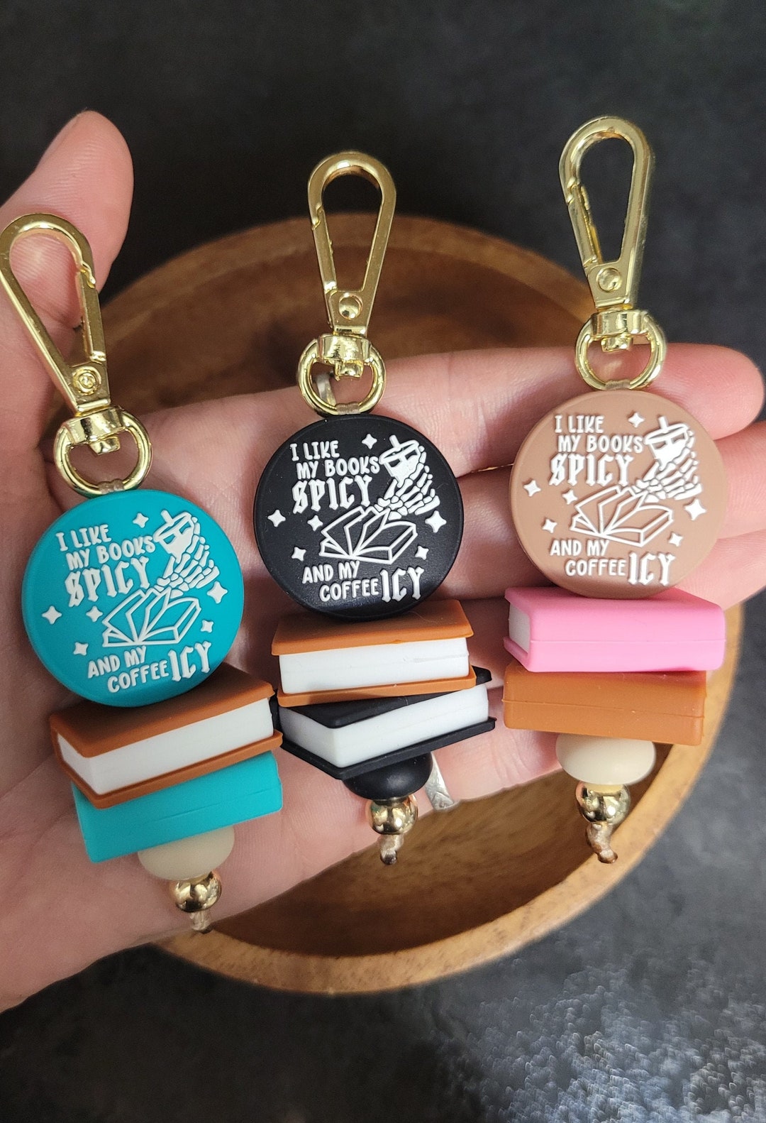 I Like My Books Spicy & My Coffee Icy Book Keychain | Spicy Book ...