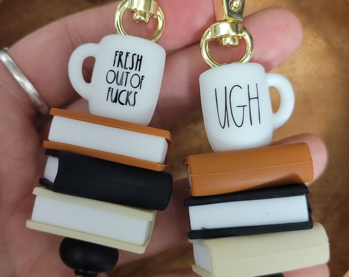 Coffee Cup Book Keychain | Book Keychain | Romance Book Keychain ...