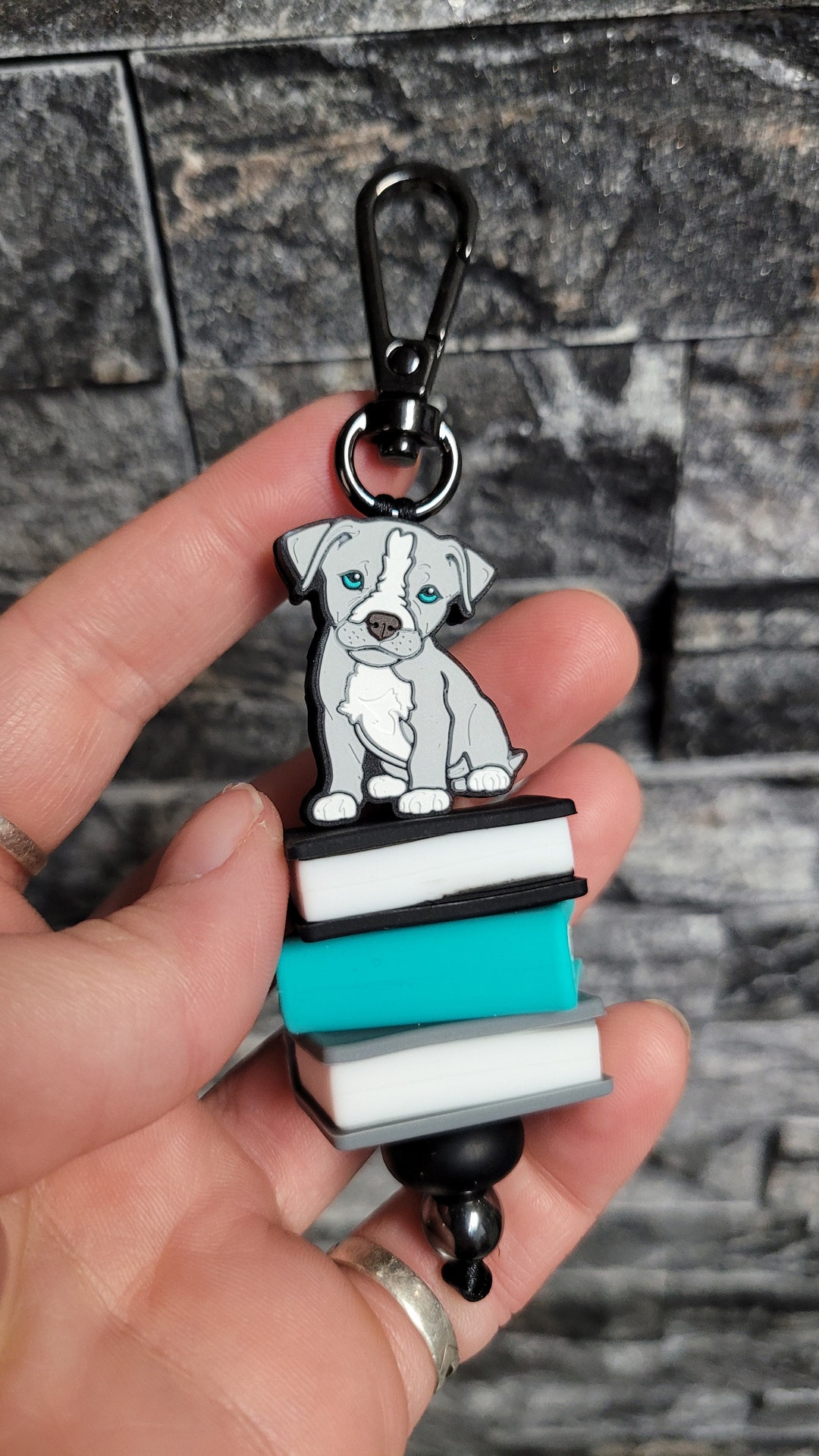 Dog Keychain | Pitbull Keychain | Book Keychain | Silicone Keychain ...