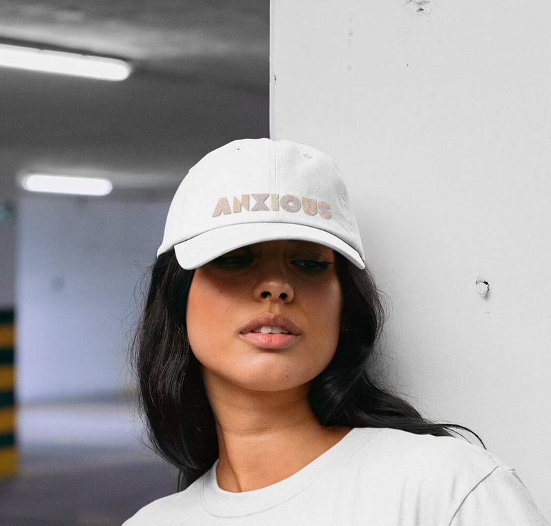 Anxious Anxiety Trendy Aesthetic Neutrals Low Profile Baseball Cap ...