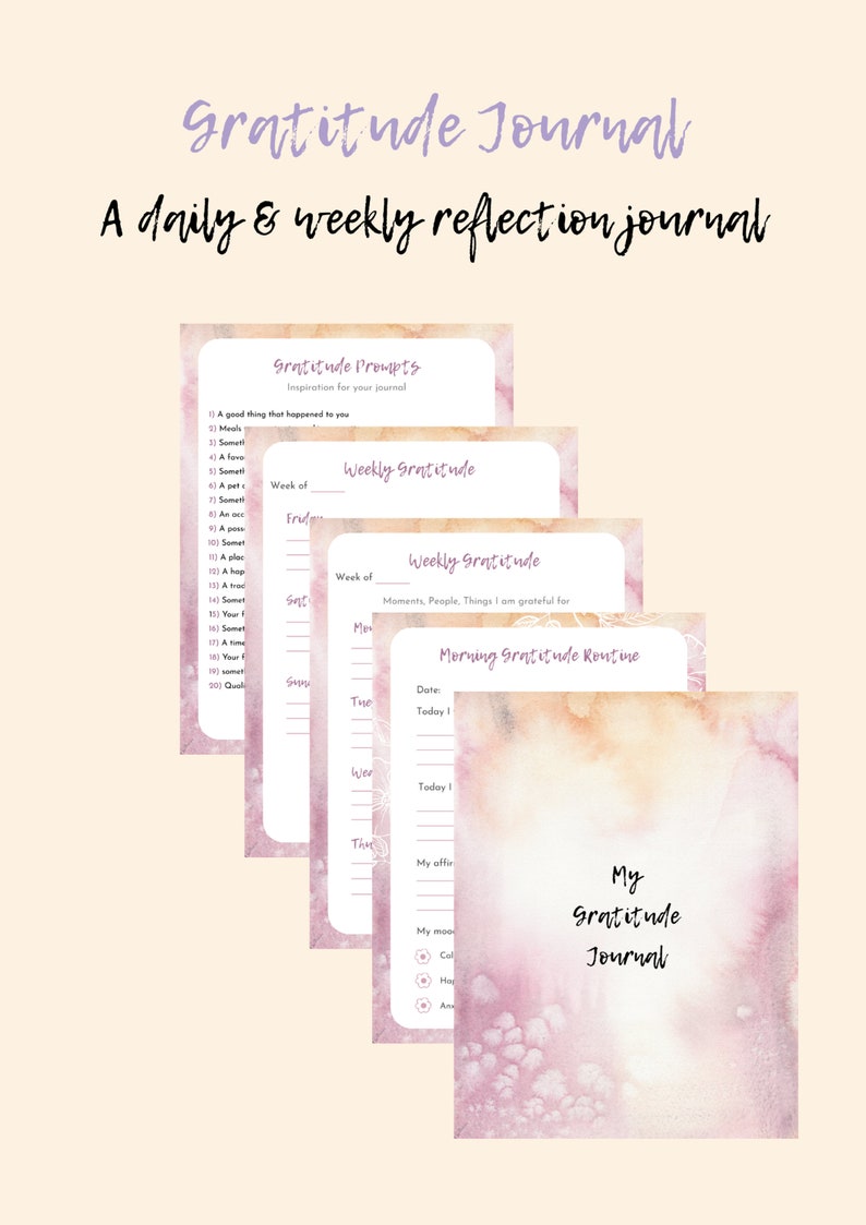 Printable Digital Gratitude Journal. Morning Gratitude. Weekly ...