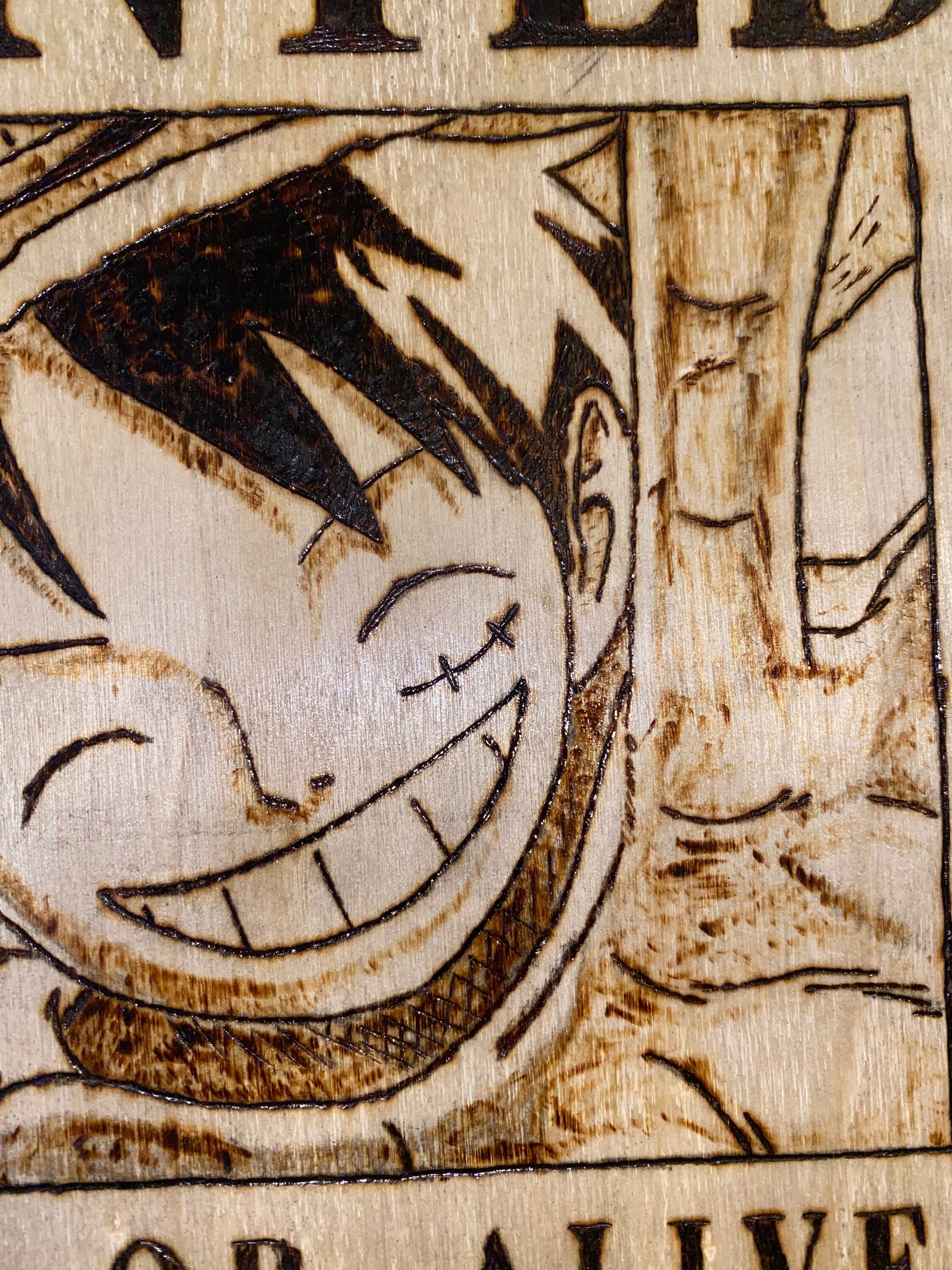 One Piece Monkey D Luffy’s 1,500,000,000 Bounty Poster Wood Burned by ...