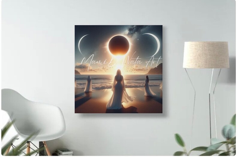 Solar Eclipse Moon the Rise of the Goddess/all White/ocean View ...