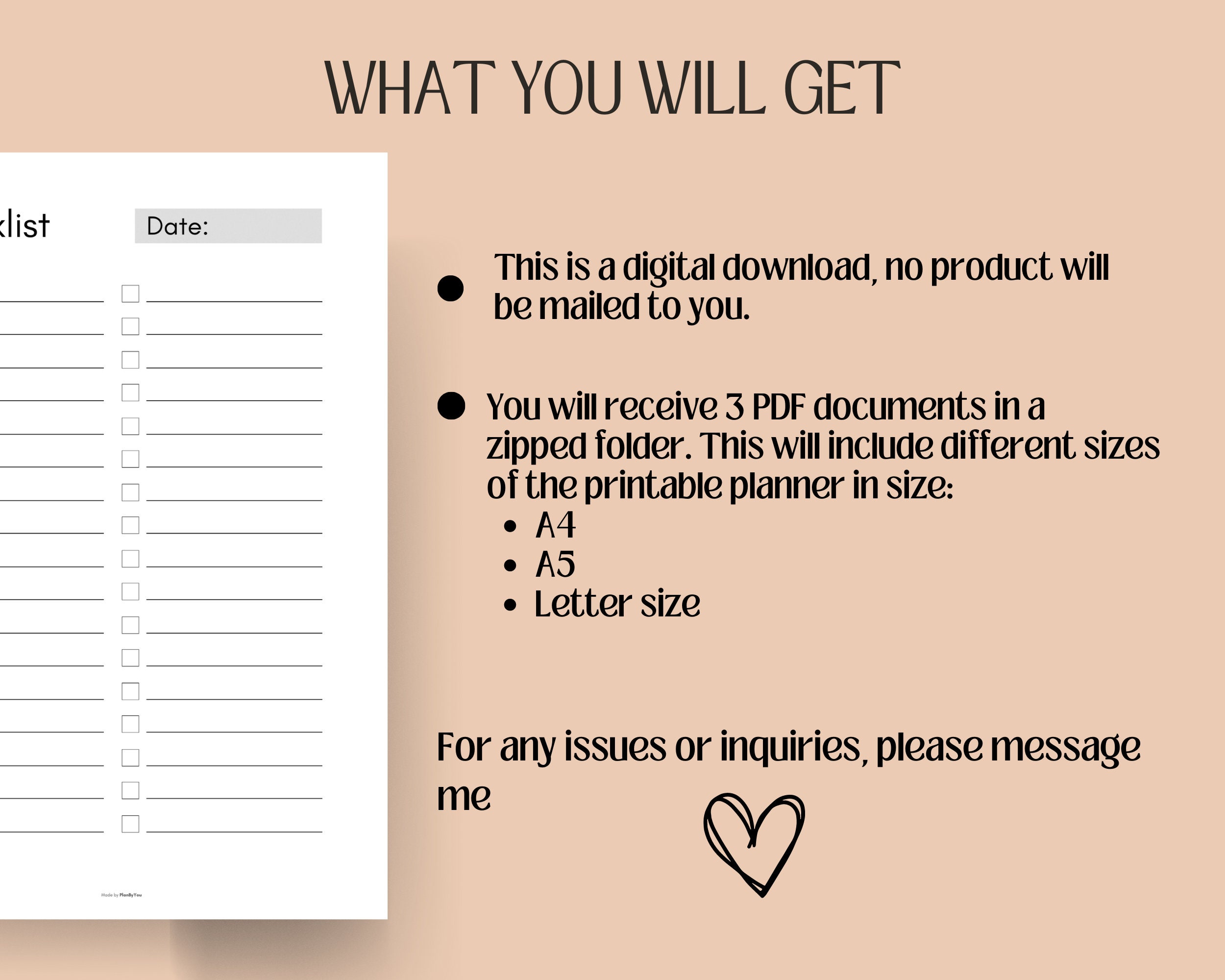 Printable Checklist Includes 3 Pages of Printable/downloadable - Etsy