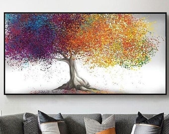 Large Colorful Tree Painting - Etsy