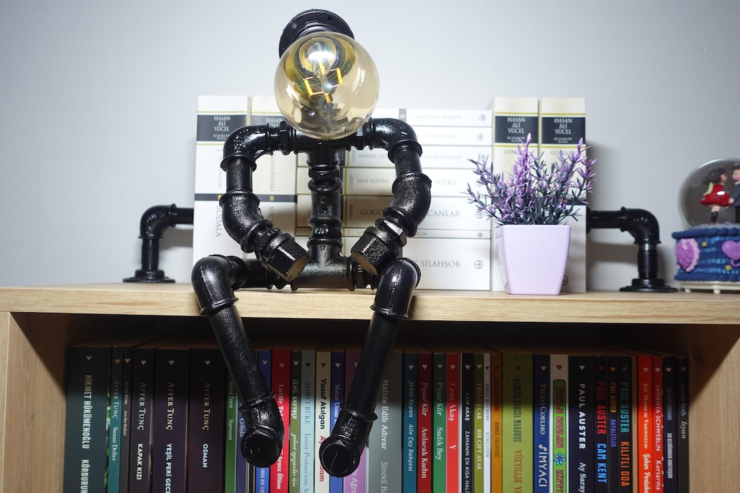 Edison Steampunk Lamp, Sitting Man Lamp, Pipeman Industrial Desk ...