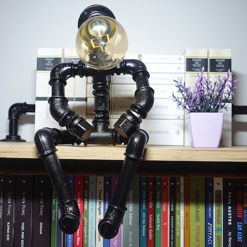 Industrial Steampunk Design Sitting Pipeman Table Lamp for - Etsy