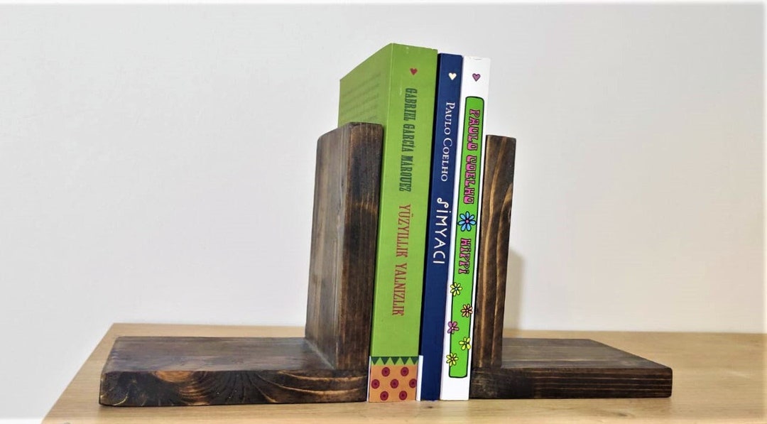 Wooden Bookends Vintage, Industrial Bookends, Steampunk Bookends ...