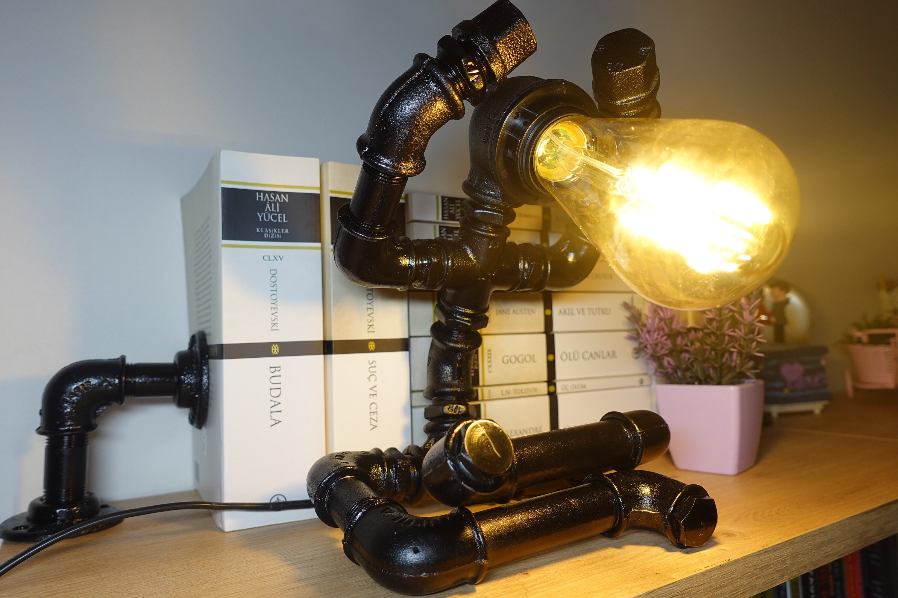 Edison Steampunk Lamp, Sitting Man Lamp, Pipeman Industrial Desk ...