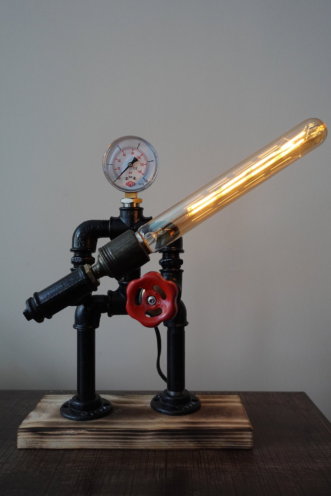 Edison Steampunk Lamp, Pipeman Industrial Desk Accesories, Robot Night ...