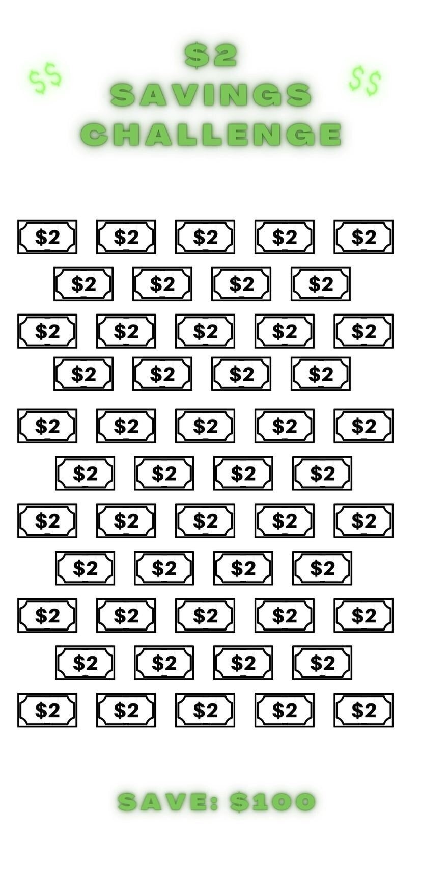 2 Dollars Savings Challenge Budget Planning Easy to Use A6 Size Digital ...