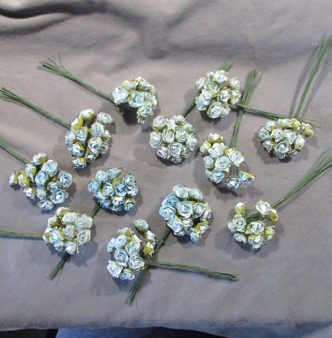 Little Blue Artificial Roses - Flowers - Wire Stems - Crafts - 1/2 - 12 ...