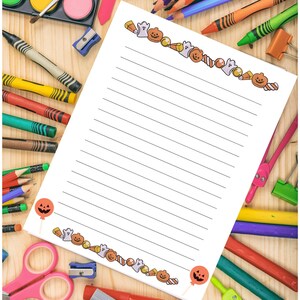 HALLOWEEN FALL Printable Lined Paper, Pumpkin Ghost Trick or Treat ...