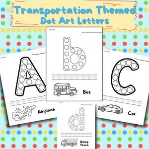 Transportation Dot Art Alphabet, Upper Case Letter Formation, Lower ...