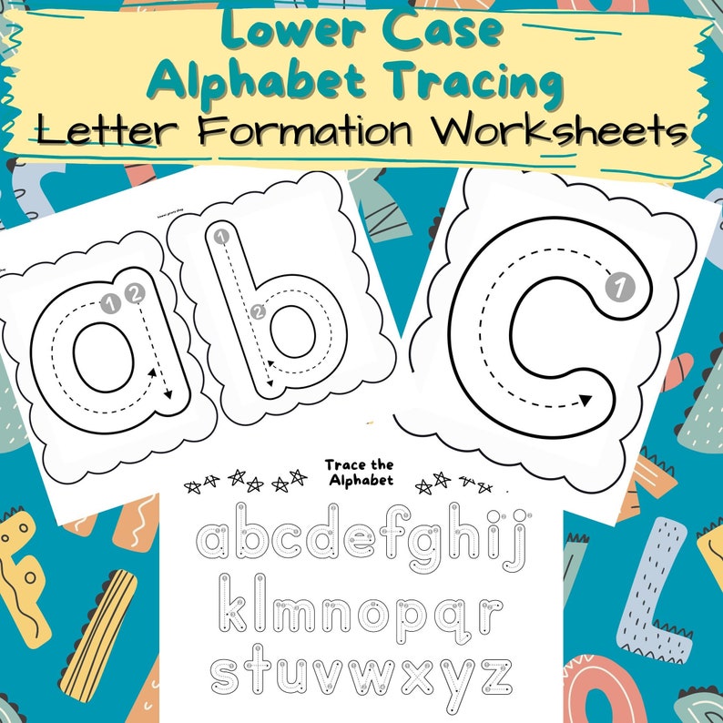 Lower Case Letter Formation Alphabet Tracing, Handwriting Font ...