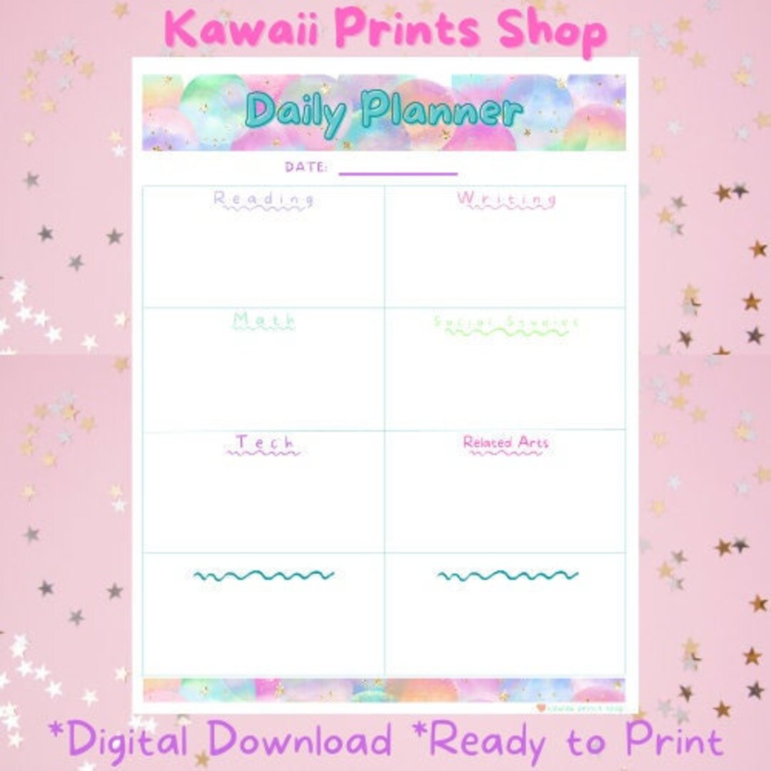 Visual DAILY PLANNER for School, Students Homework Organization ...