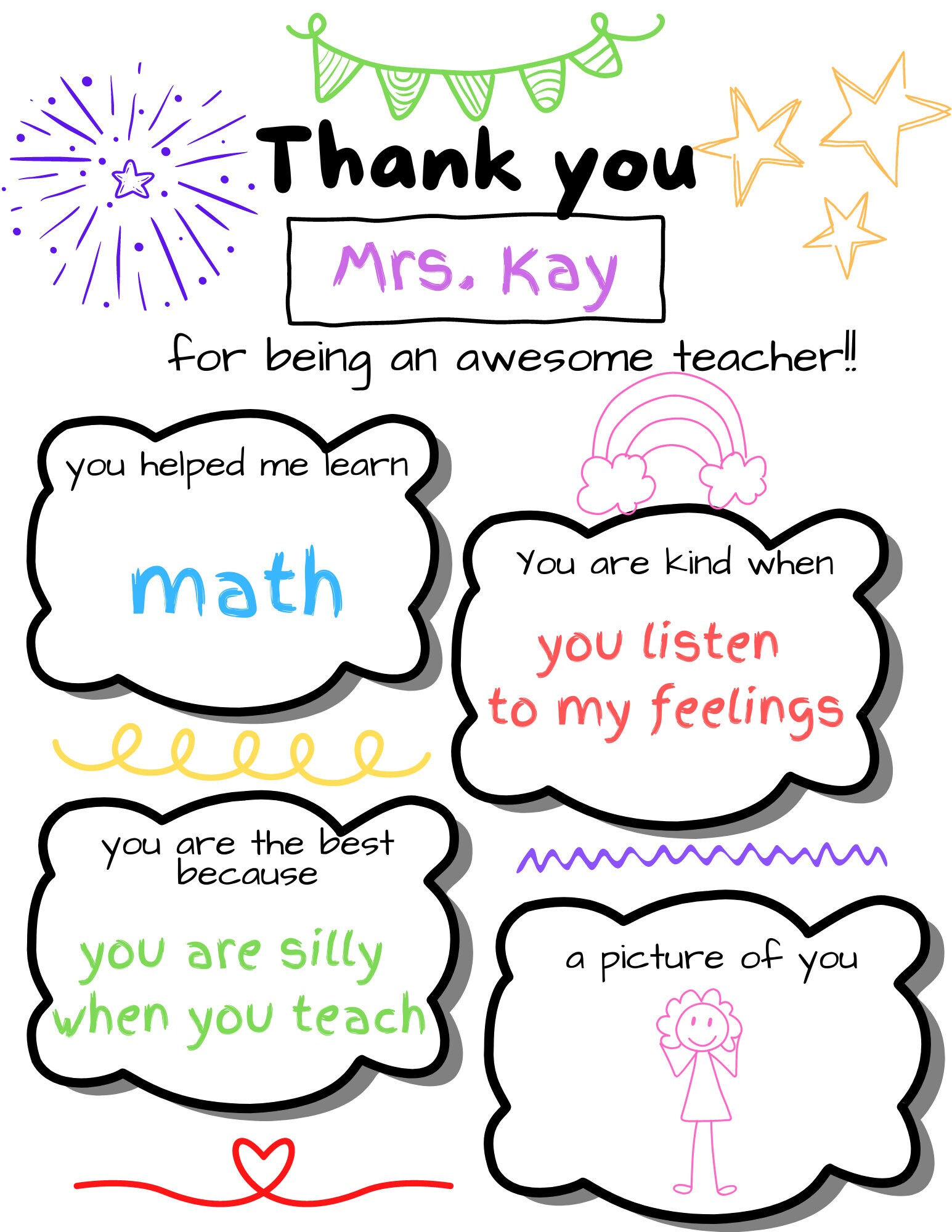 Teacher Appreciation Gift From Student, Thank You Teacher Coloring and ...