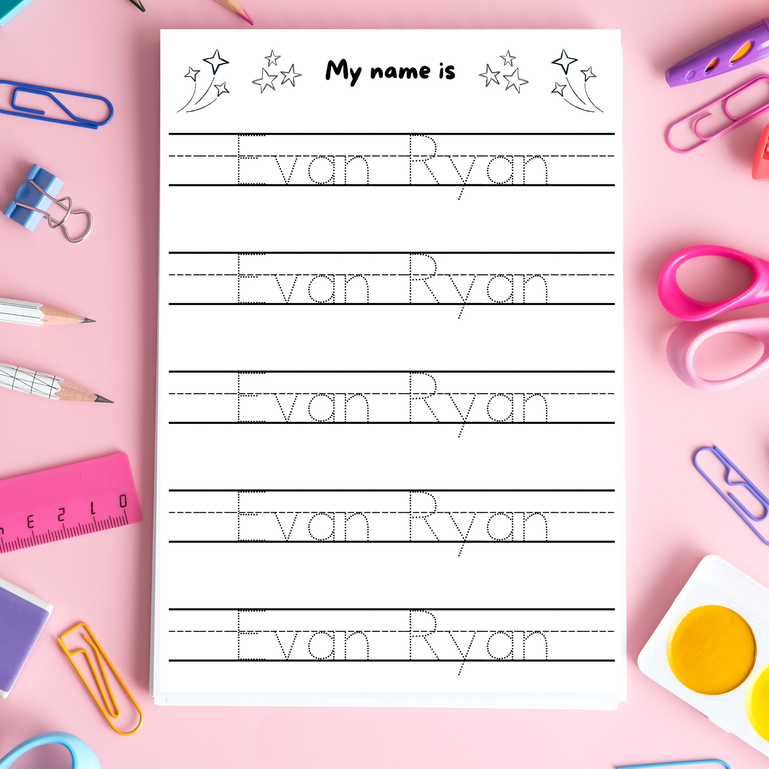Personalized Name Practice Worksheet, Handwriting Practice, Custom Name ...
