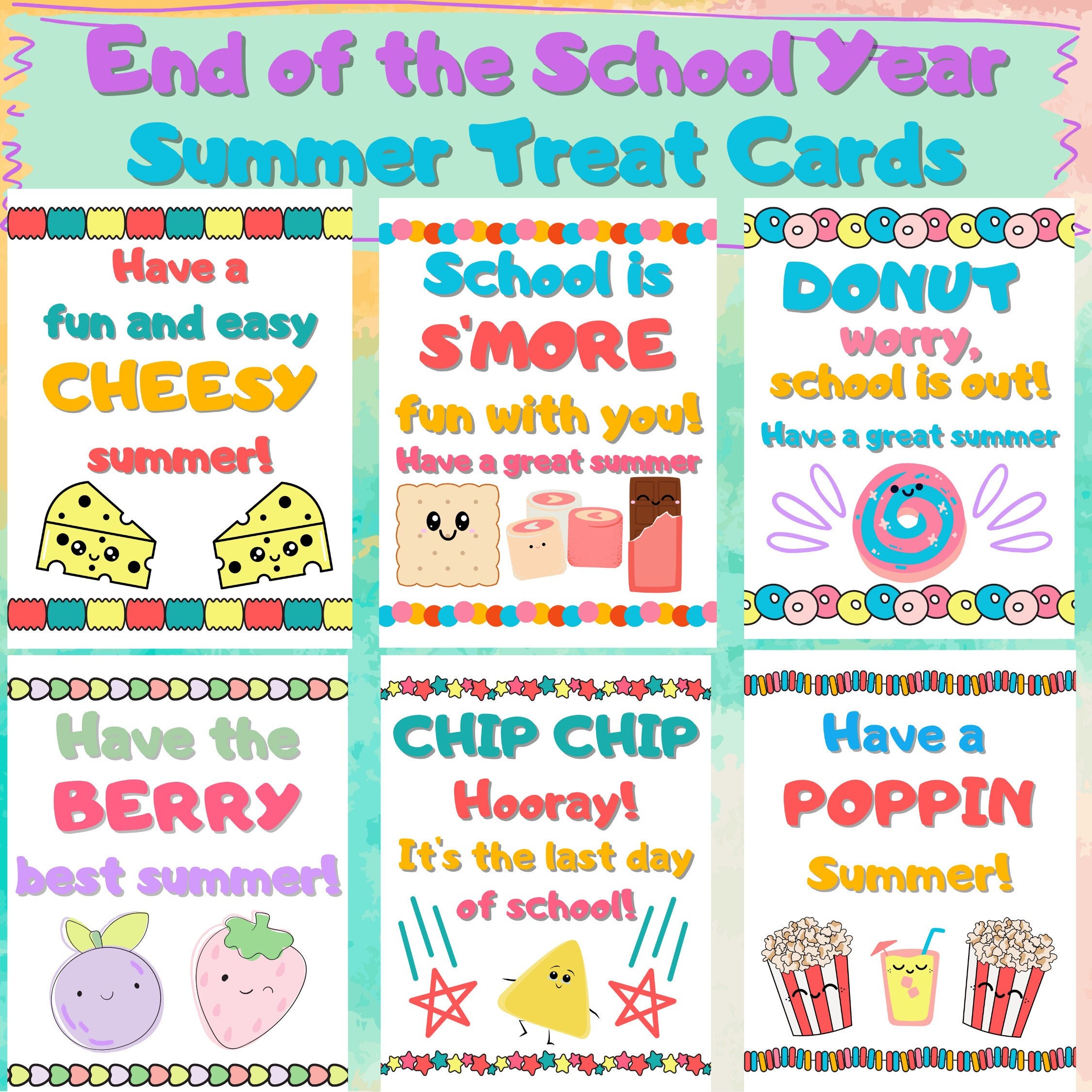 End of the School Year Treat Tag,have a Great Summer Card, Funny Gift ...