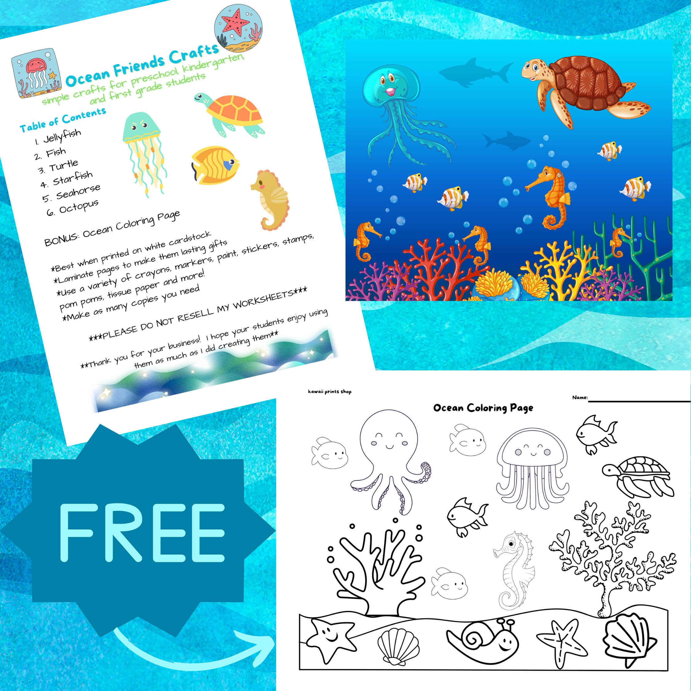 OCEAN THEME Crafts for Kids, Preschool Printables, Kindergarten Art ...