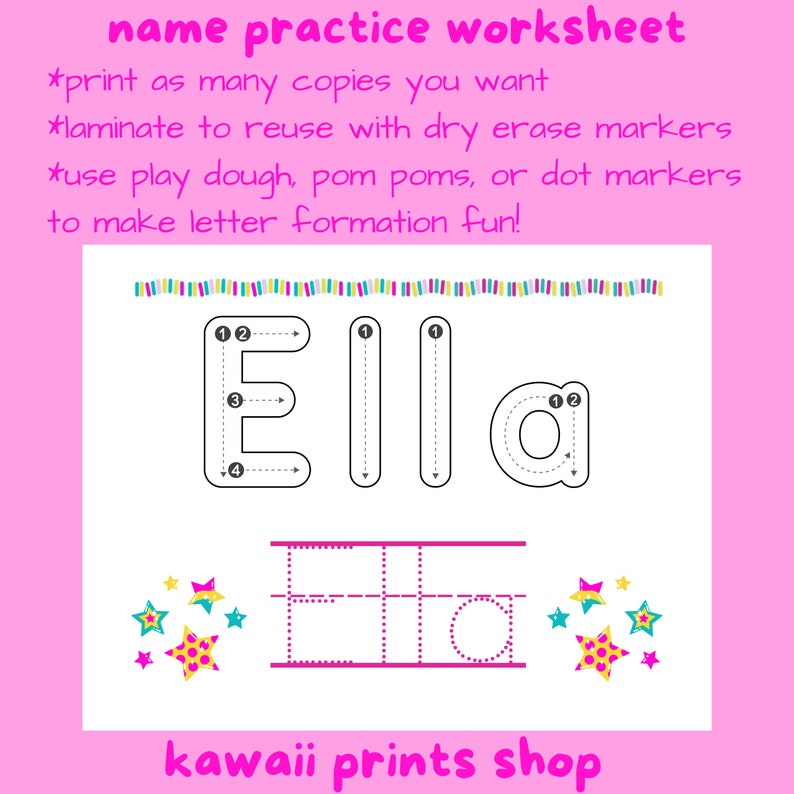 Personalized Name Practice Worksheet, Correct Letter Formation Custom ...