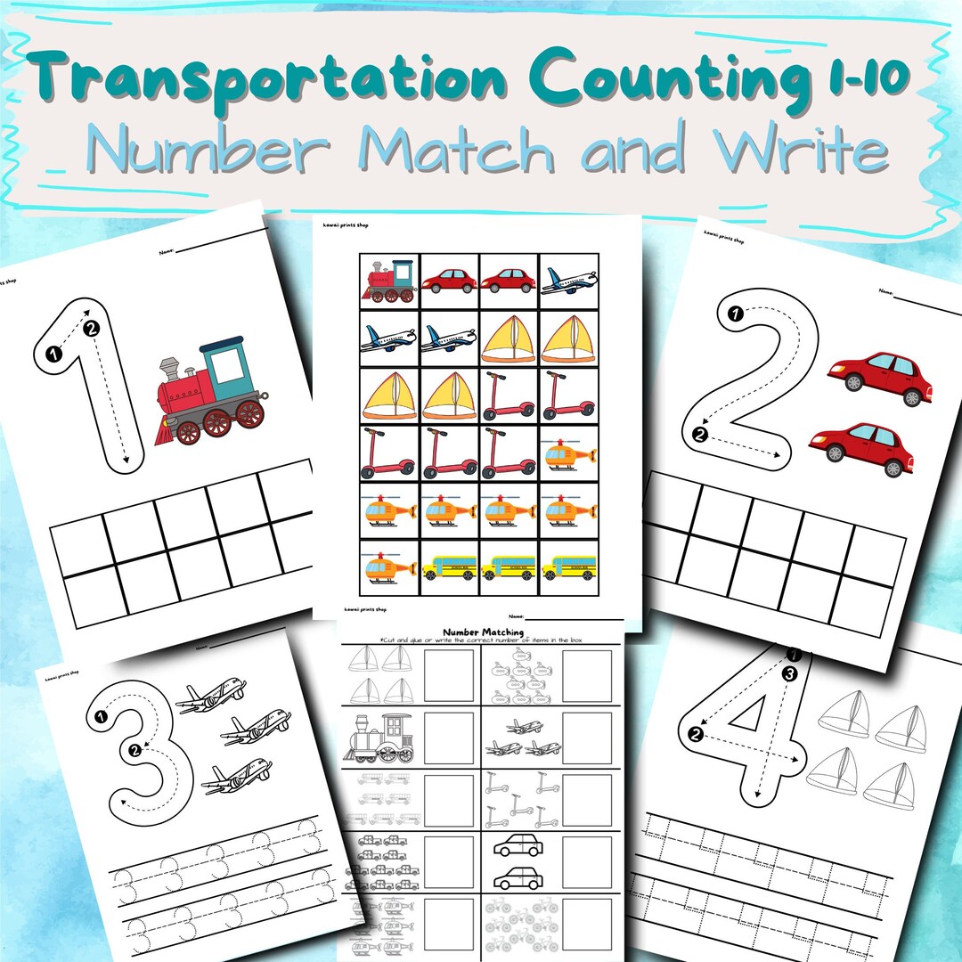 Transportation Counting Activity, 1-10 Number Tracing, Beginning Math ...