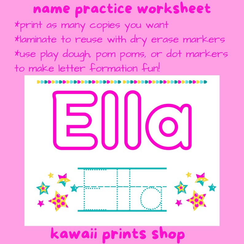 Personalized Name Practice Worksheet Preschool Custom Name - Etsy
