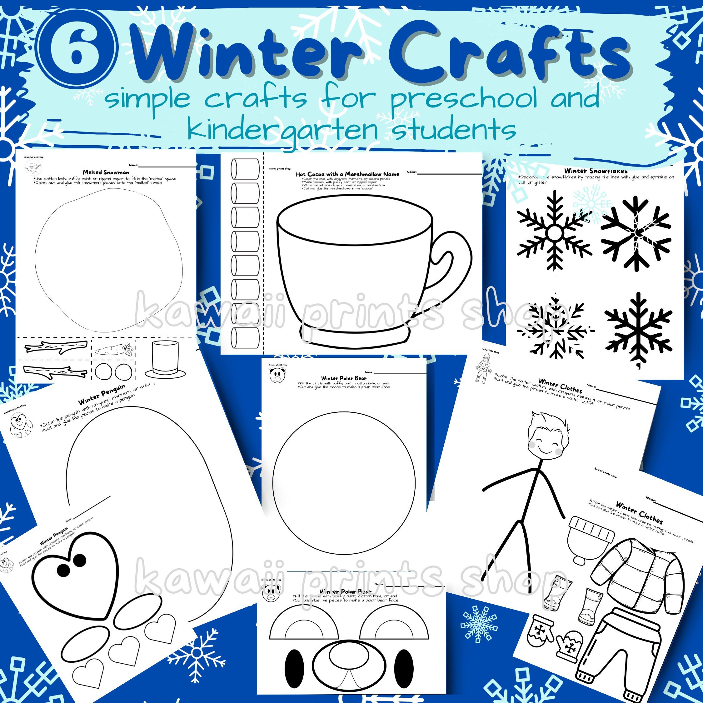 Preschool Winter Worksheets, Crafts for Kids, Snowman Craft ...