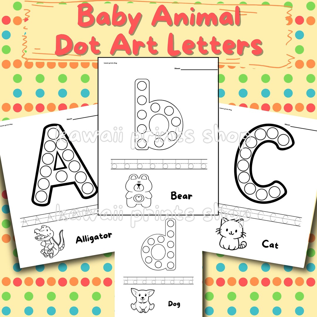 Zoo Animal Dot Art Alphabet, Upper Case Letter Formation, Lower Case ...