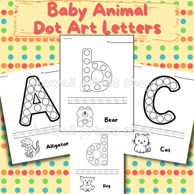 Zoo Animal Dot Art Alphabet, Upper Case Letter Formation, Lower Case ...