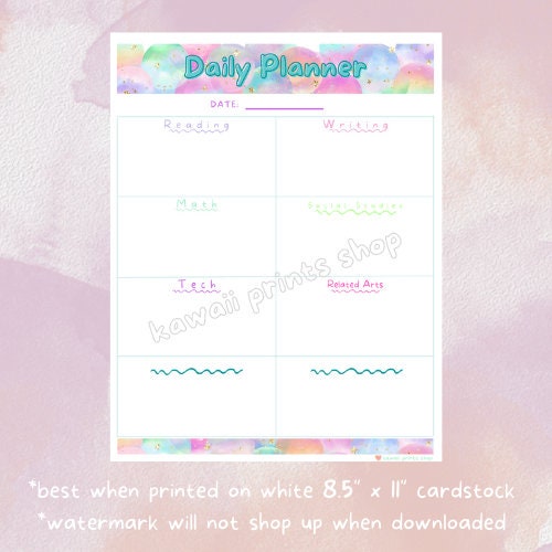 Visual DAILY PLANNER for School, Students Homework Organization ...