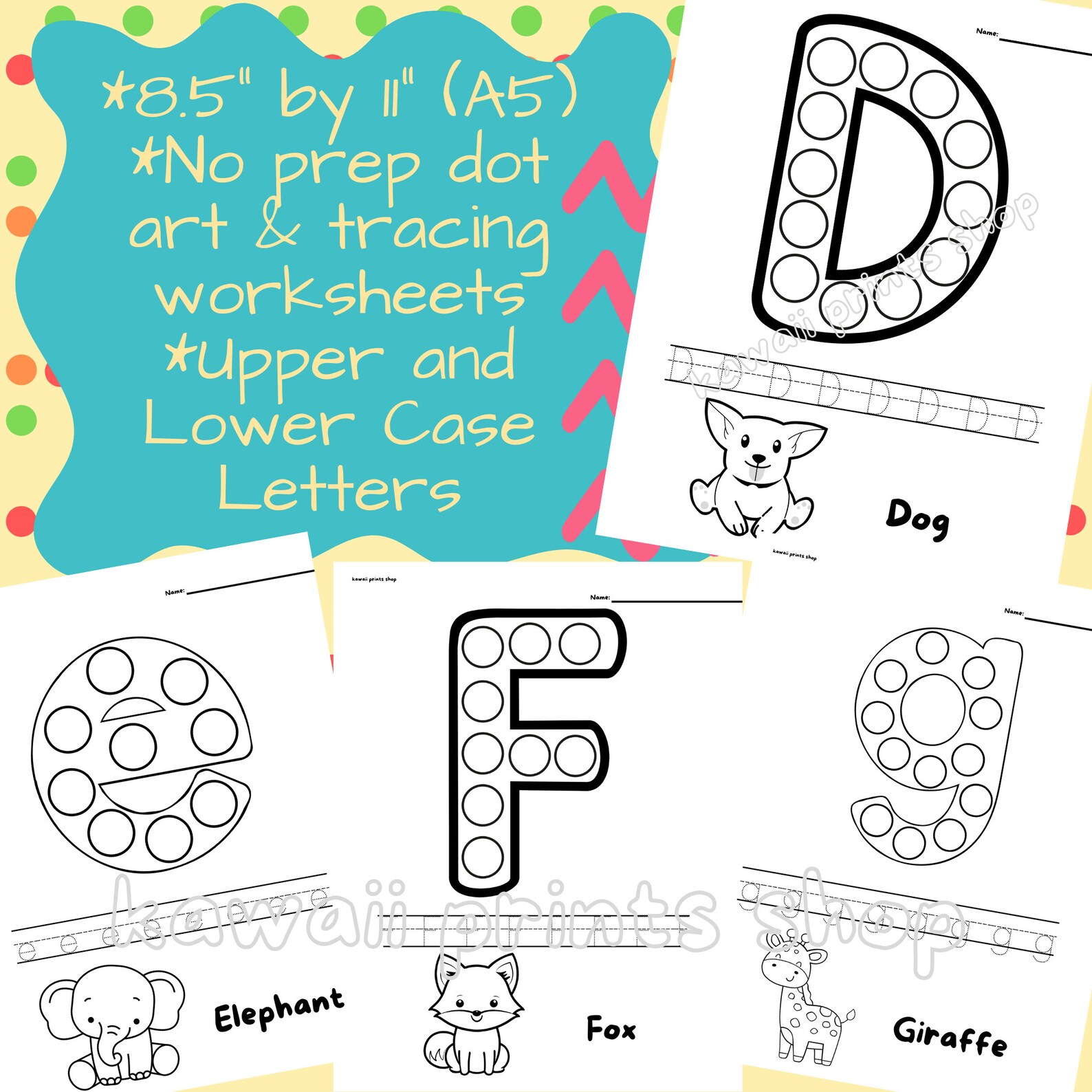 Zoo Animal Dot Art Alphabet, Upper Case Letter Formation, Lower Case ...