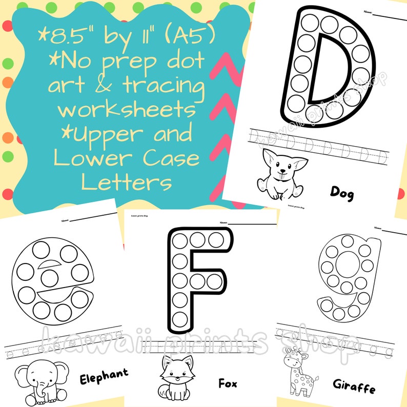 Zoo Animal Dot Art Alphabet, Upper Case Letter Formation, Lower Case ...