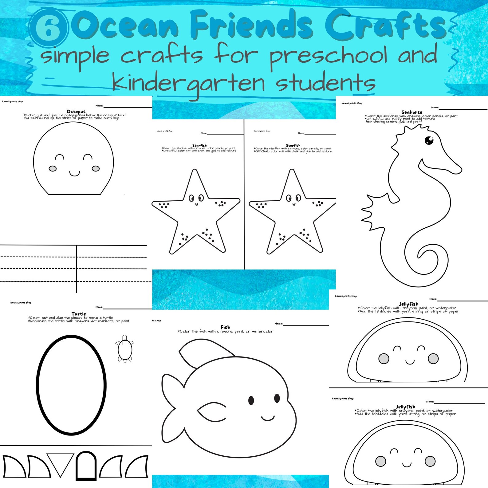 OCEAN THEME Crafts for Kids, Preschool Printables, Kindergarten Art ...