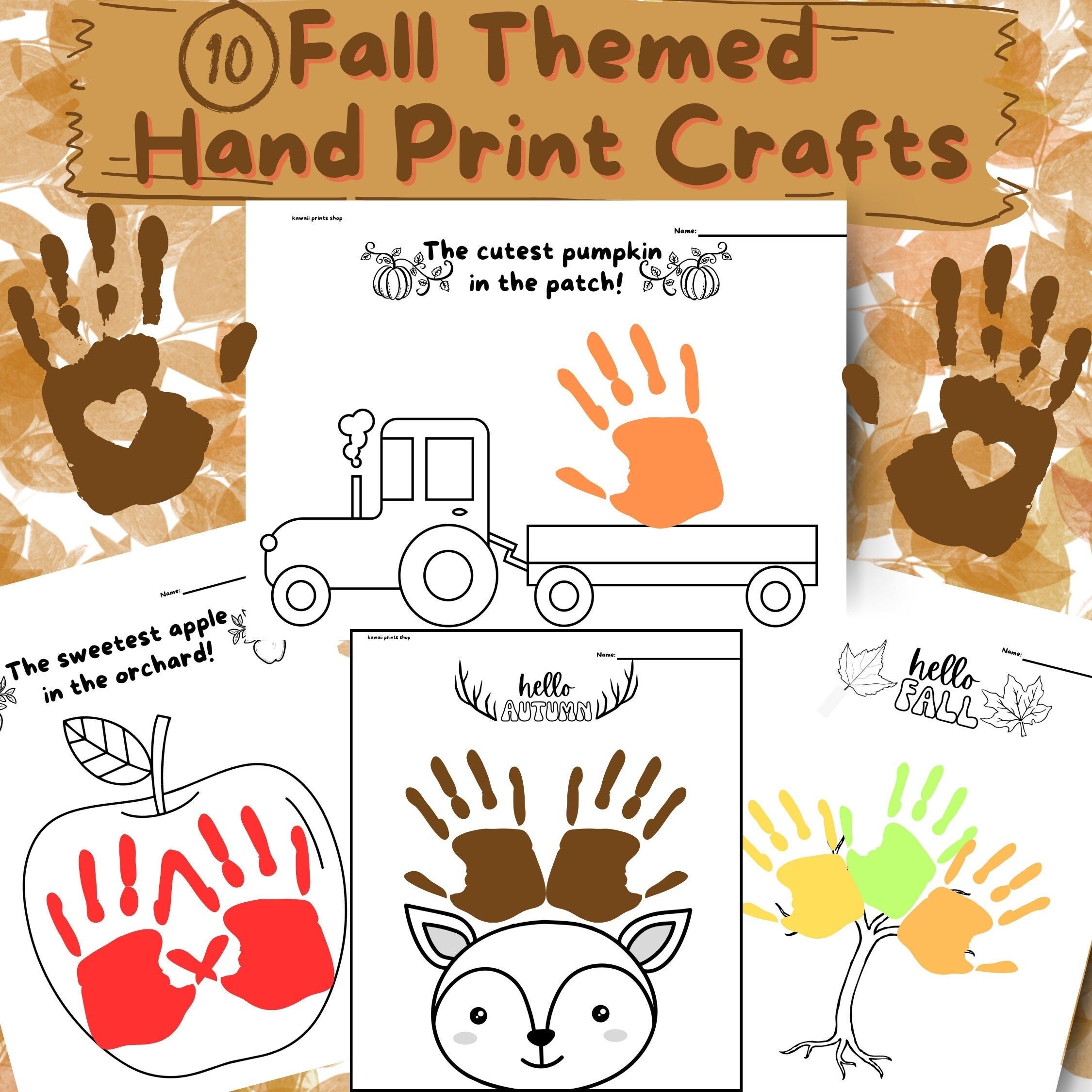 Fall Handprint Crafts for Kids, Preschool Activities, Autumn Pumpkin ...