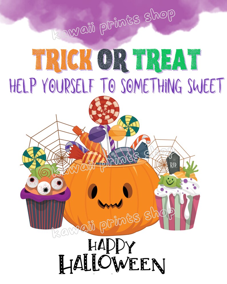 TRICK or TREAT Sign, Halloween Decor Porch Printable, Trick or Treat ...
