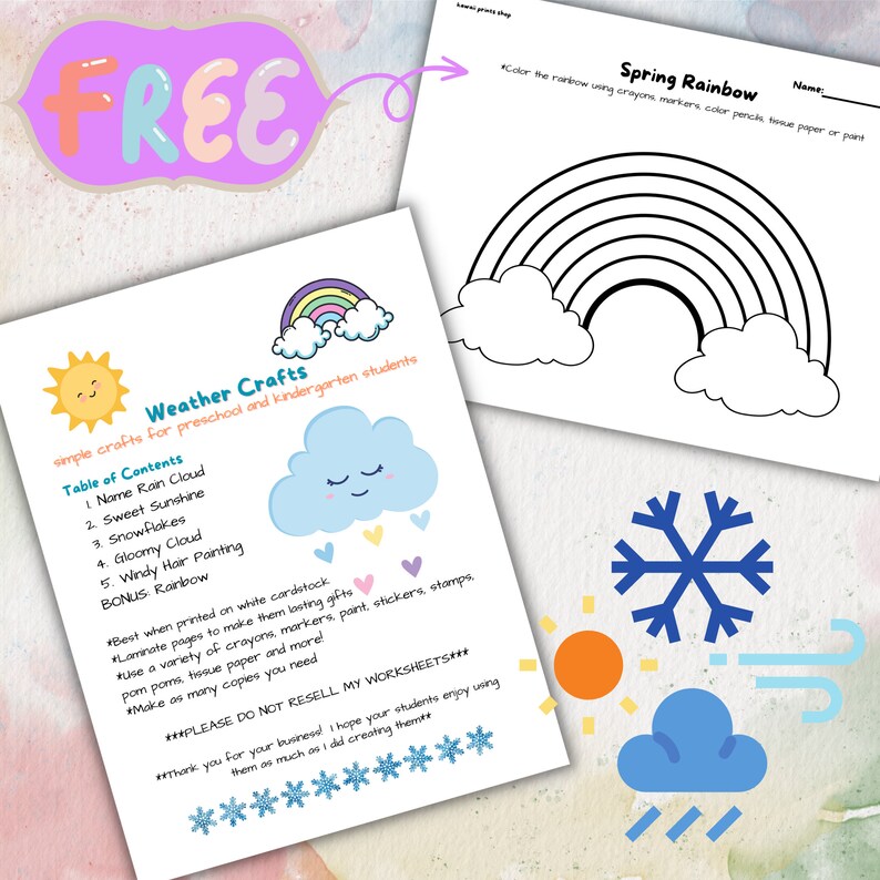 Preschool Printables for Weather, Crafts Kit, Toddler Activities ...