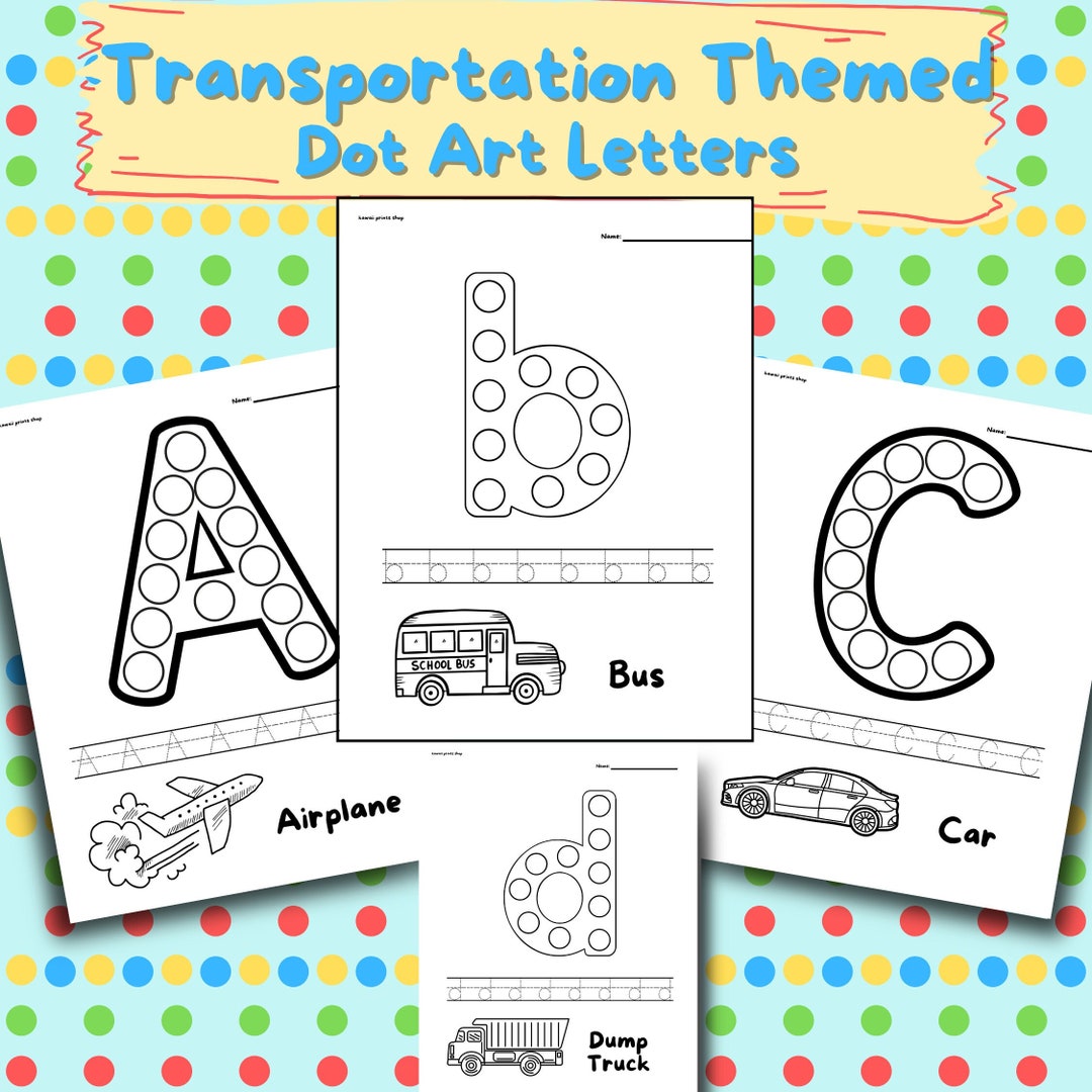 Transportation Dot Art Alphabet, Upper Case Letter Formation, Lower ...