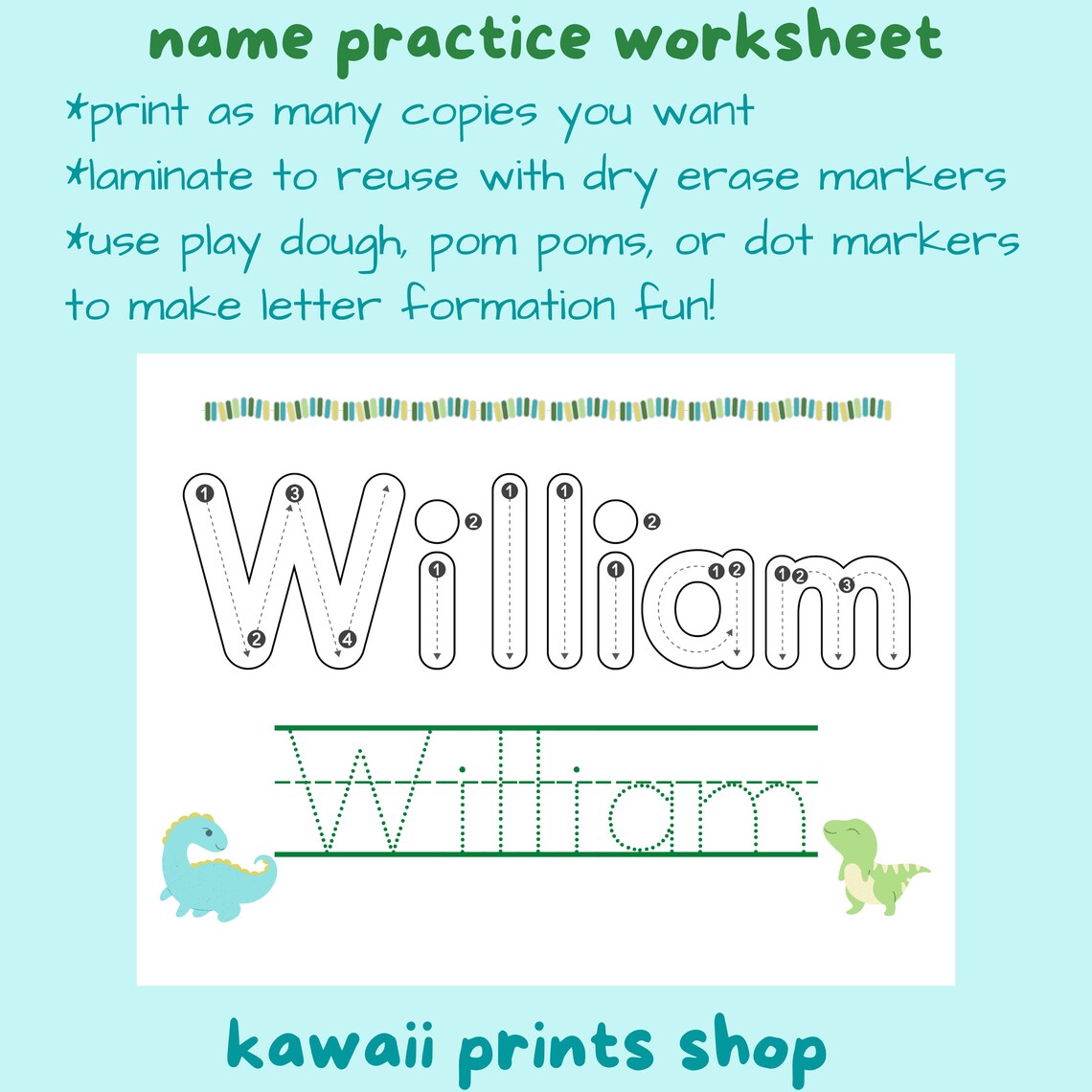 Personalized Name Practice Worksheet, Correct Letter Formation Custom ...