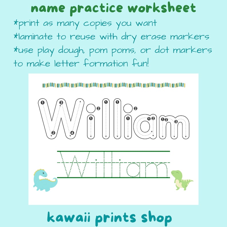 Personalized Name Practice Worksheet, Correct Letter Formation Custom ...