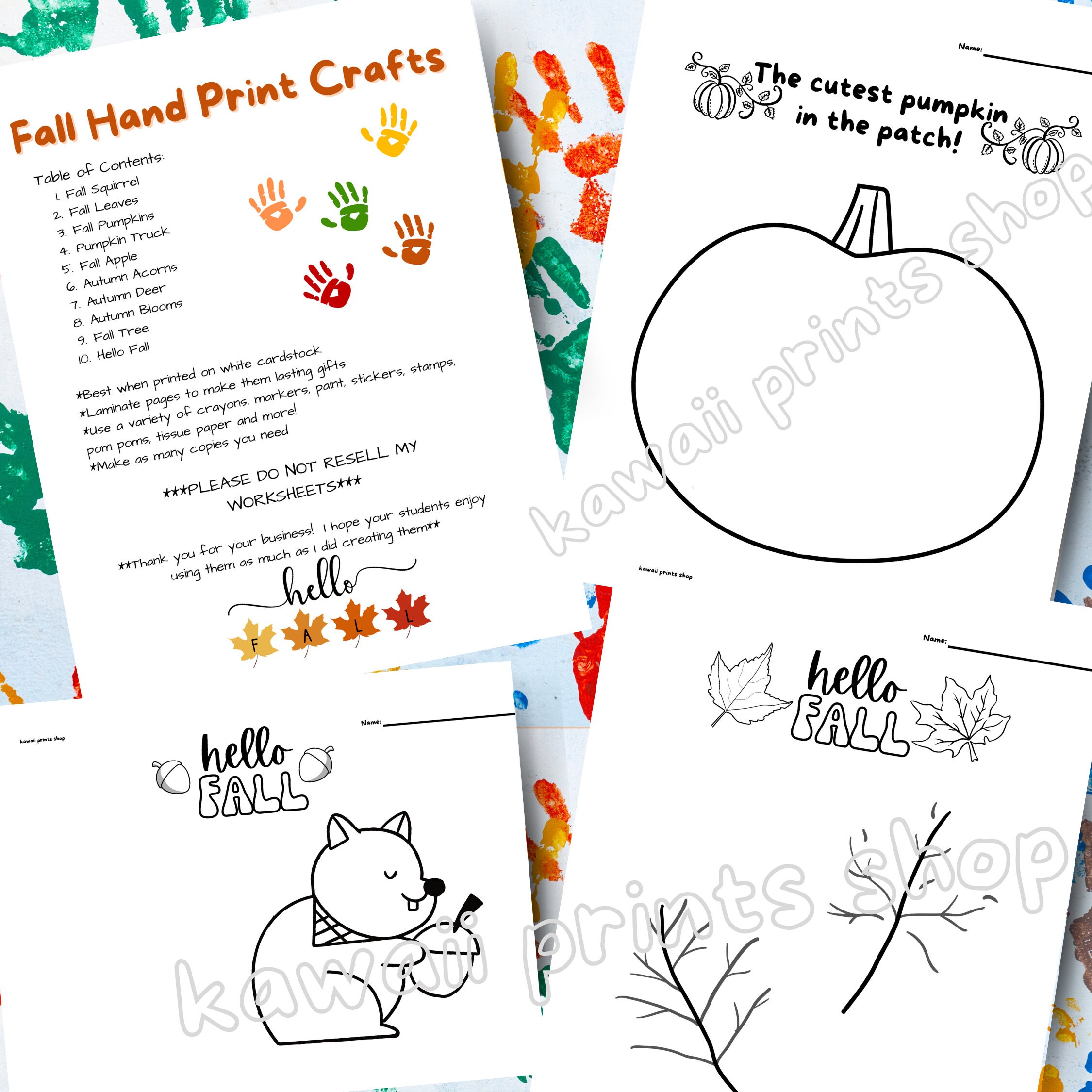 Fall Handprint Crafts for Kids, Preschool Activities, Autumn Pumpkin ...