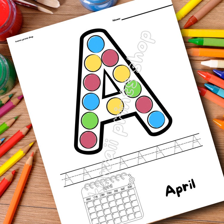 Spring Theme Dot Art Alphabet, Upper Case Letter Formation, Lower Case ...