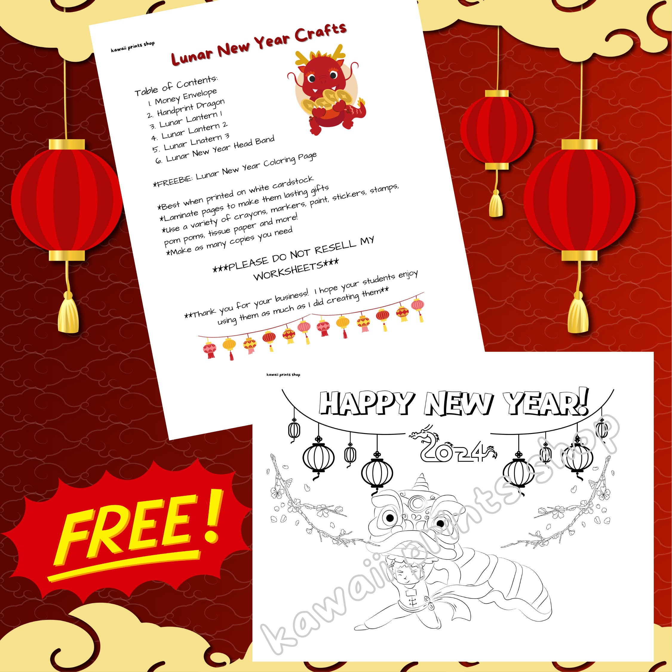 Lunar New Year Crafts, Chinese New Year, 2024 Year of the Dragon ...