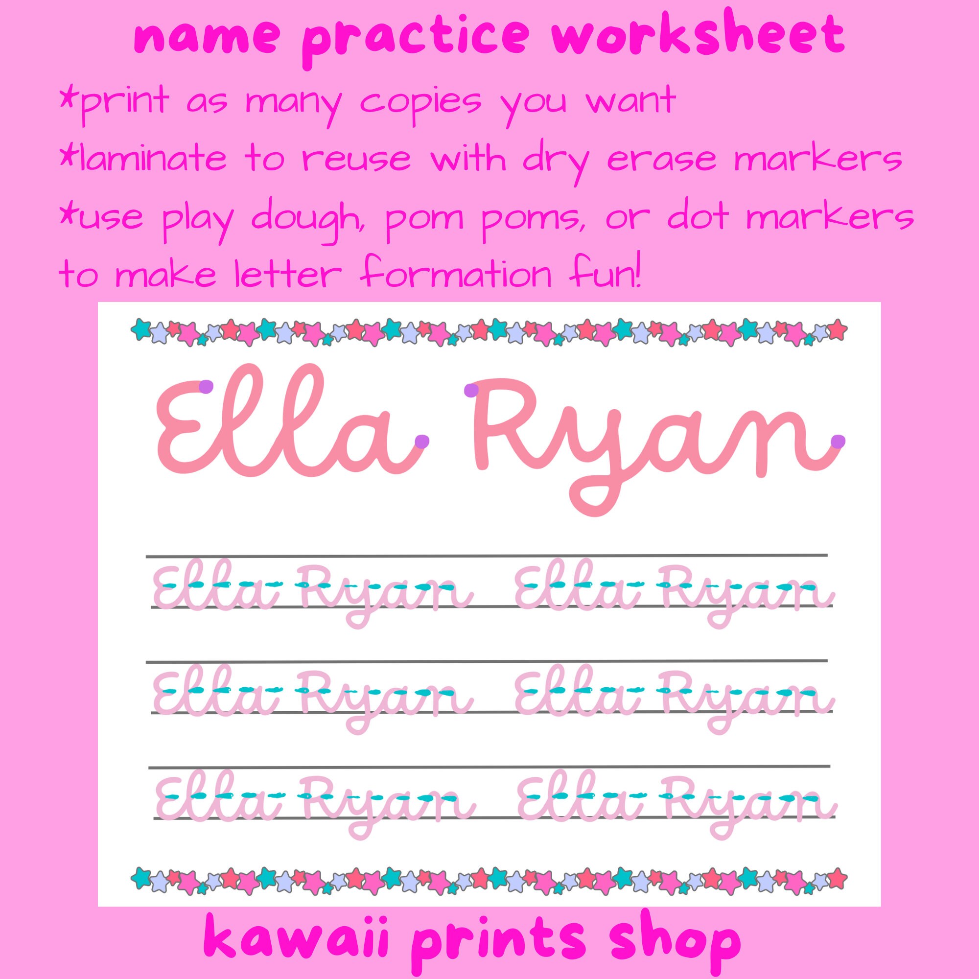 Personalized Cursive Name Practice Worksheet, Custom Name Tracing ...